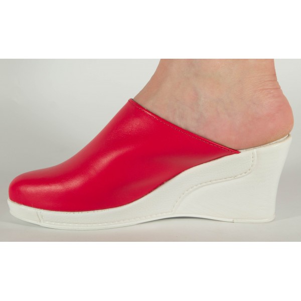 Saboti rosii platforma piele naturala SBM5