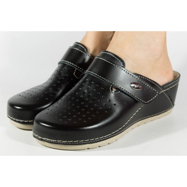 Saboti medicinali negri din piele naturala ALL COMFORT gel pe talpa 271AC