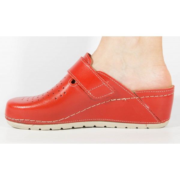 Saboti medicinali rosii din piele naturala ALL COMFORT gel pe talpa 271AC