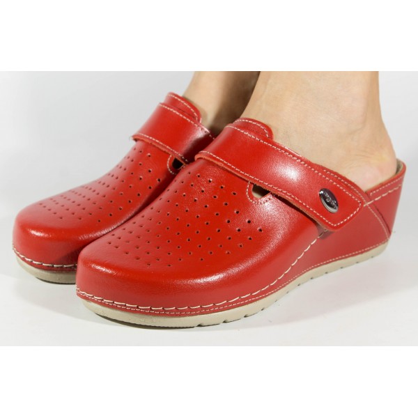 Saboti medicinali rosii din piele naturala ALL COMFORT gel pe talpa 271AC