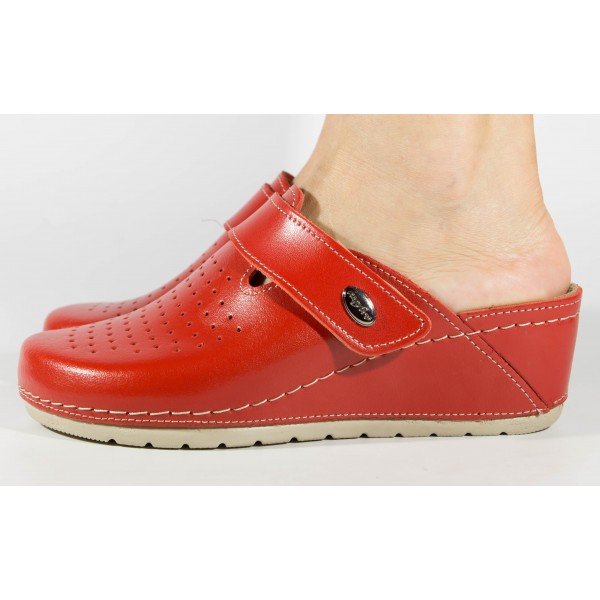 Saboti medicinali rosii din piele naturala ALL COMFORT gel pe talpa 271AC