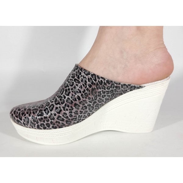 Saboti animal print platforma piele naturala SBM5A